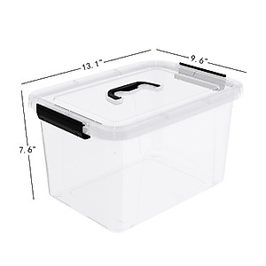 Neadas 12 Quarts Clear Latch Storage Bins with Lid, Clear Plastic Storage Latching Box with Handle, 6 Packs