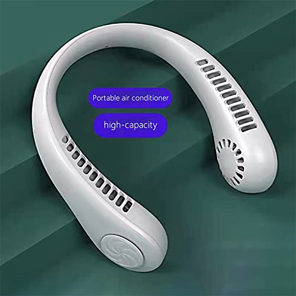 Karymi Fashionable Portable Hands Free Bladeless Fan, USB Rechargeable 3-Speed Speed Regulation, Wearable Personal Fan, Free Adjustment Width,for Reading,Sports,Outgoing,Sports,Travel (white)