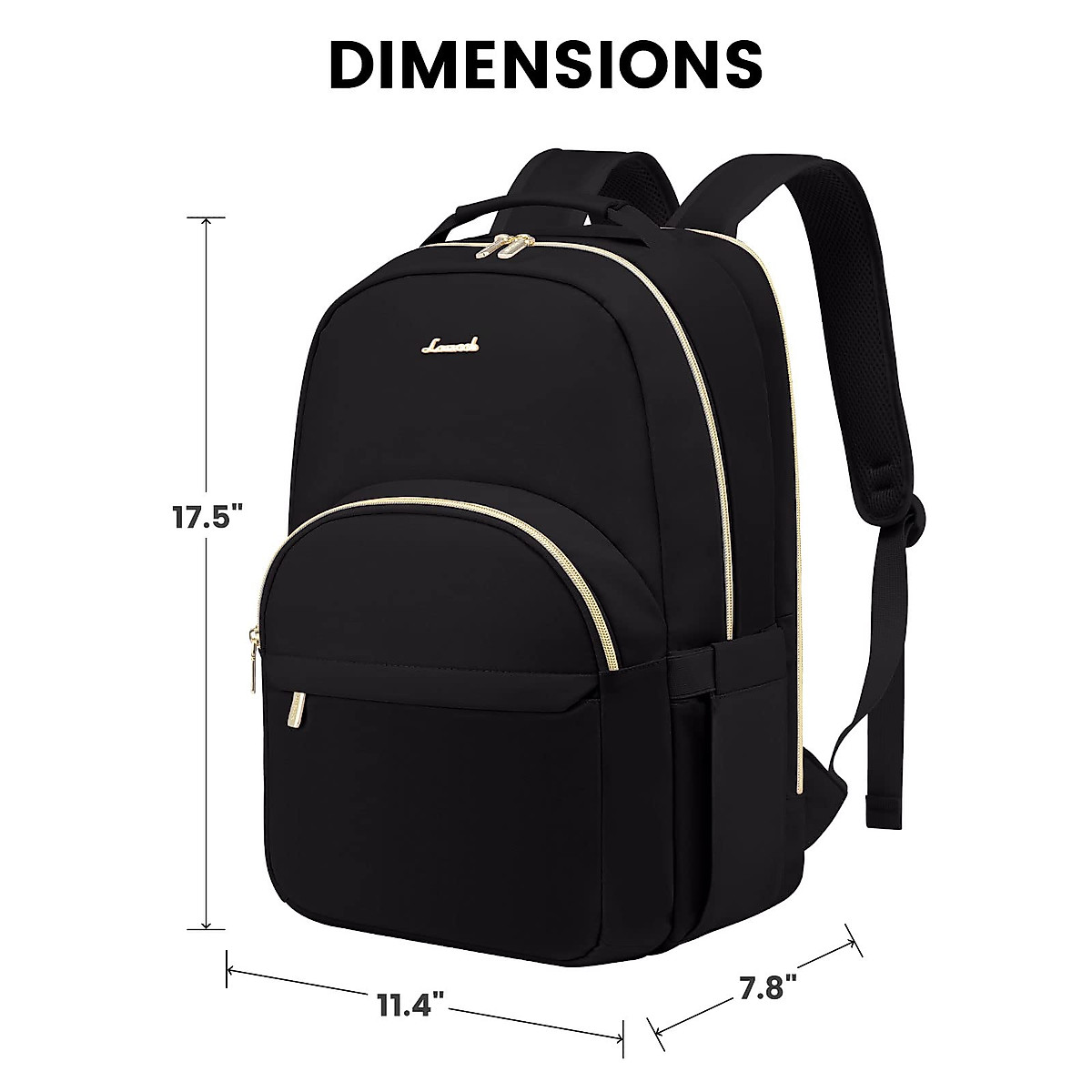 LOVEVOOK Laptop Backpack for Women, Travel Backpack Light Weight, Large Capacity Computer Backpack Purse for Work, Casual Daypack with USB Charging Hole, College Bookbag Fits 15.6 Inch, Black