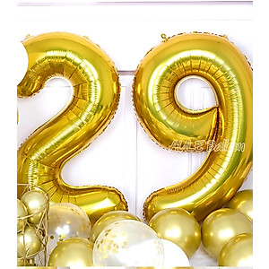 AULE 40 Inch Large 29 Balloon Numbers Gold, Big Foil Number Balloons, Giant Helium Happy 29th Birthday Party Decorations for Man and Women, Huge Mylar 92 Anniversary Party Supplies