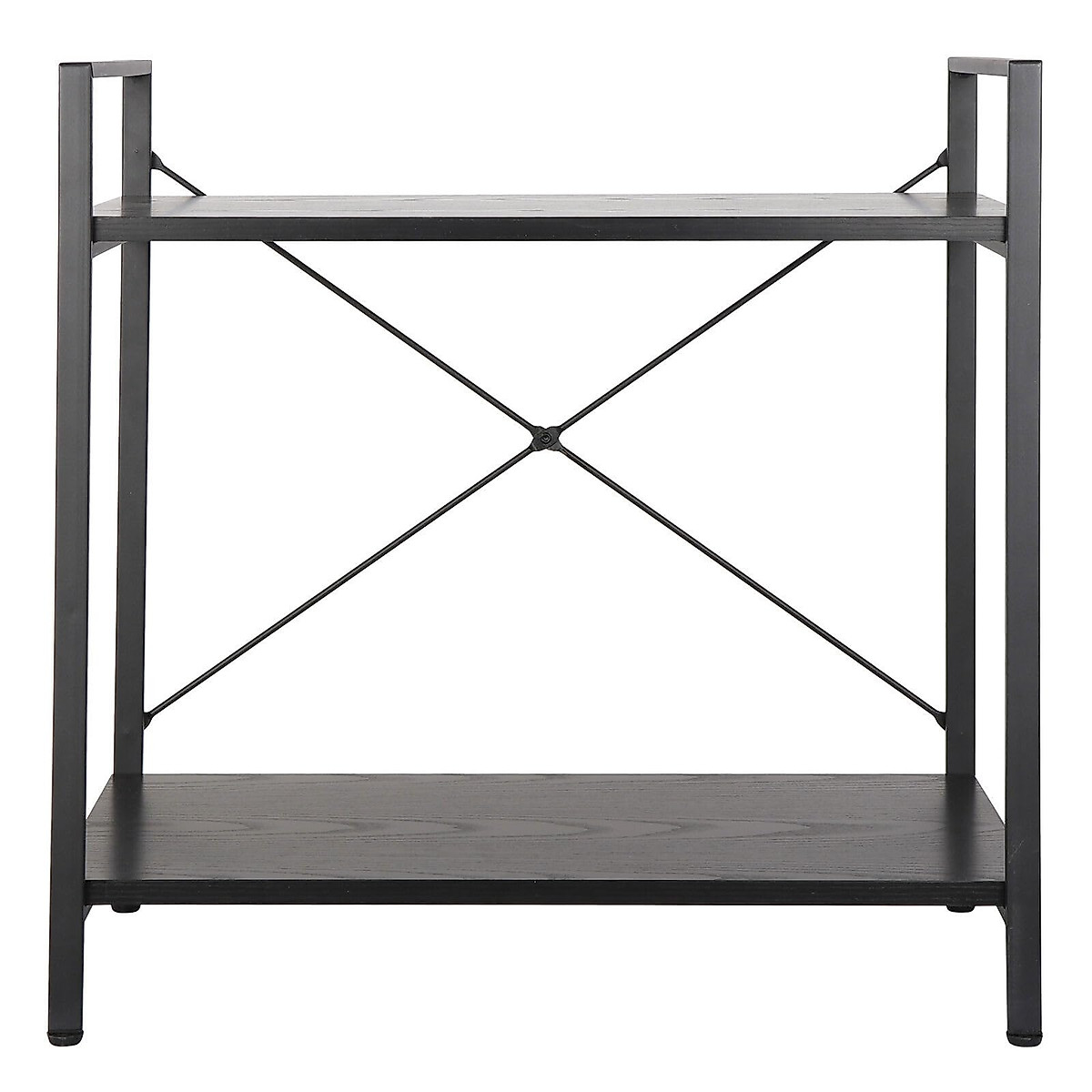 Solid Double Bookcase Short Frame Wood Bookshelf Display Rack Small Place Cozy, Black