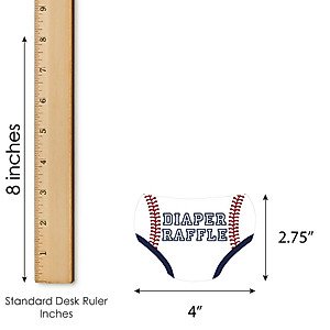 Big Dot of Happiness Batter Up - Baseball - Diaper Shaped Raffle Ticket Inserts - Baby Shower Activities - Diaper Raffle Game - Set of 24