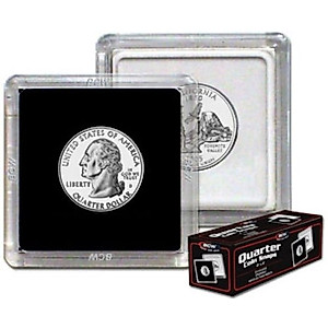 BCW 2x2 Coin Snap - 50 ct Quarter Holder | Archival Safe Coin Protector | Crystal Clear Polystyrene Coin Display Case | Ideal for US Washington Quarters | Coin Holders for Collectors