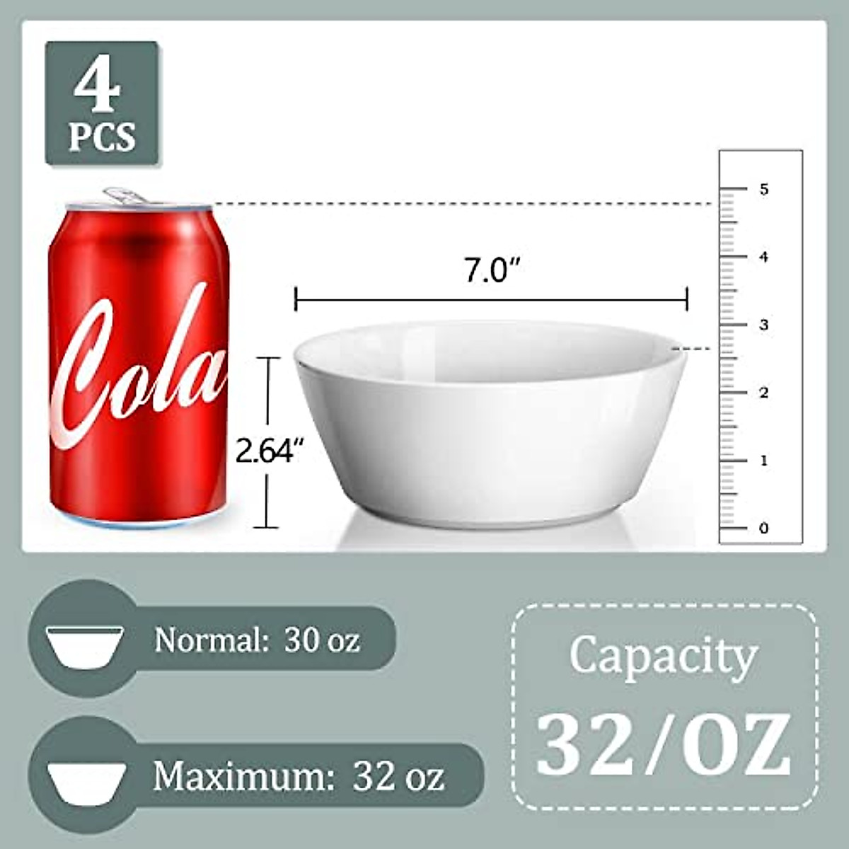 Yedio 40 oz Salad Bowls 32 oz Porcelain Bowls