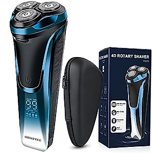 Electric Shaver for Men USB Rechargeable Cordless Rotary Razor LCD Display Pop-up Sideburn Trimmer IPX7 Waterproof Wet Dry Shaver for Beard Face Hair 100-240V Worldwide Travel Gift for Him