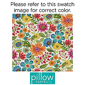 Pillow Perfect Bright Floral Outdoor Wicker Patio Sofa Setee Swing Cushion, Tufted, Weather, and Fade Resistant, Round Corner - 19" x 44", Blue/Purple Gregoire, 1 Count