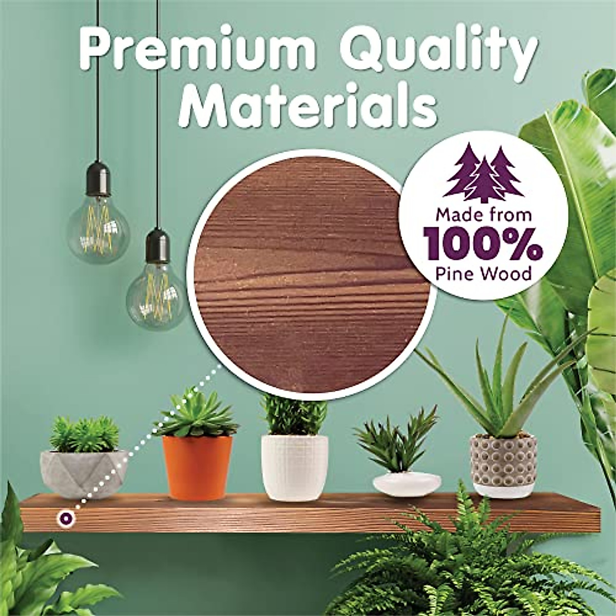 JAWU Floating Shelves Wood 3 Pack - 17 x 5.5in | Wood Shelf Wall | Rustic Floating Shelf Wall Shelf | Wooden Floating Shelves Wall Display Shelf | Rustic Floating Shelves for Wall | Wooden Shelves |