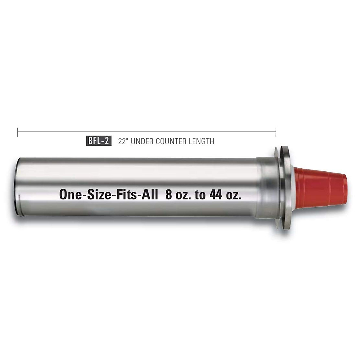 Dispense-Rite BFL-2 in-Counter Interchangeable Baffle Stainless Steel Cup Dispenser, 2 Spring, 22" Length, One Size Fits All