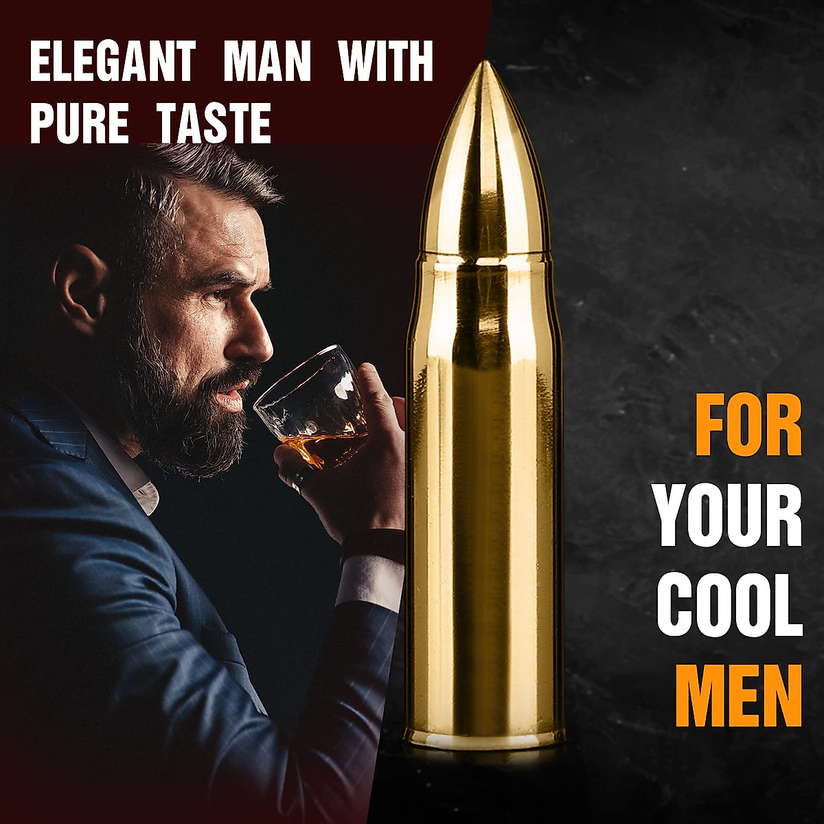 Gifts for Dad, 6 pcs Golden Whiskey Stones & 6 pcs Best Dad Ever Whiskey Stones, Christmas Stocking Stuffers, Unique Birthday Gift Ideas for Dad from Daughter Son Wife