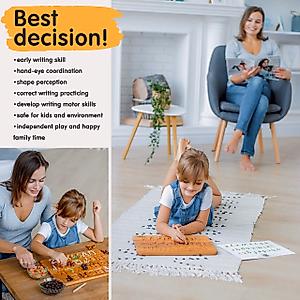 Panda Brothers Wooden Alphabet Tracing Board - Wooden Montessori Toys for 3 4 5 Year Old Kids, Educational Toy for Kids, Reversible Uppercase and Lowercase Letters, Fine Motor Skills Toys, STEM Toys