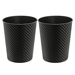 Magshion Small Trash Can Wastebasket, Open-Top Garbage Bin Container Paper Waste Basket for Bathrooms, Laundry Room, Kitchens, Offices, Kids Rooms, Dorms (1.3 Gallon, 2 Pack, Black)