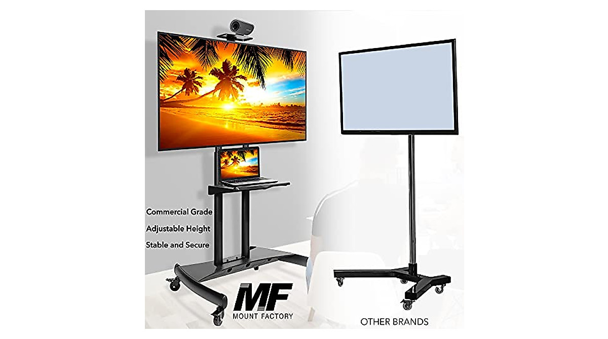 Mount Factory Mobile TV Stand for 55-80" TVs | Rolling Cart