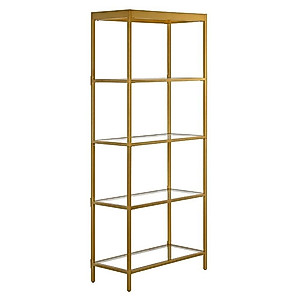 Henn&Hart 30" Wide Rectangular Bookcase in Brass, for Home Office, Living Room