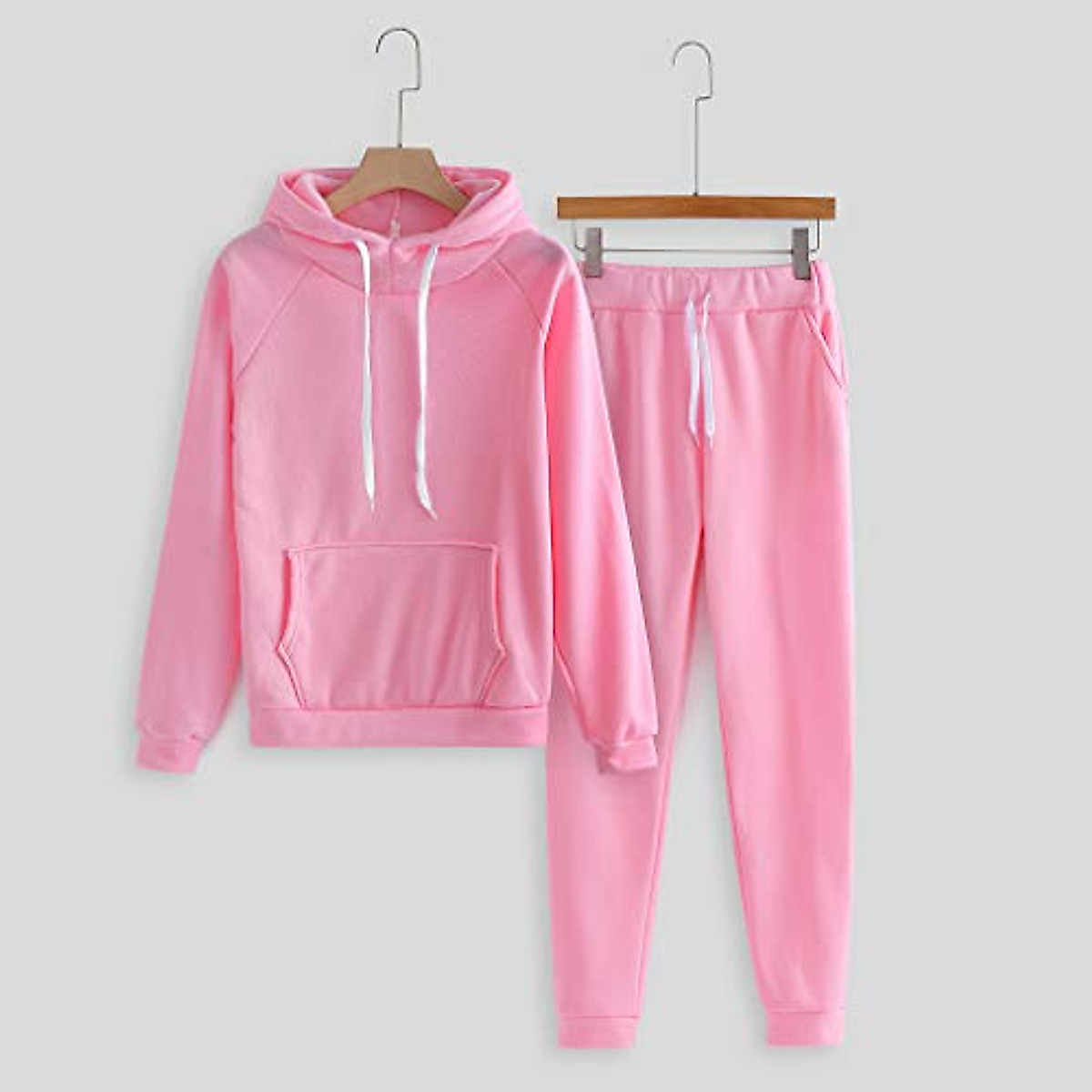 sumensumen Women Hoodies Tracksuit Long Sleeve Sweatshirts Jogger Pant,Sweatsuit with Pockets-Long Sleeve Athletic Suit Fashion Sports Suit Women-01 Pink,XX-Large