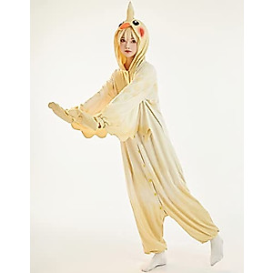 haikyuu Women Anime Cosplay Onesie Pajama Loungewear Adult Hooded Homewear Jumpsuit Kigurumi Cartoon Outfits Sleepwear (large, yellow)