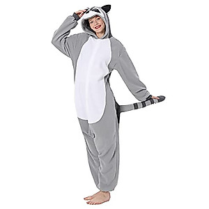 BDZaigozaiwu Adult Raccoon Onesie Pajamas Unisex Animal Cosplay Costume Kigurumi Onesies Halloween Sleepwear Christmas Jumpsuit Grey