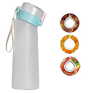 Sports Airs Water Bottle BPA Free,650ml Starter up Set Drinking Bottles with 3 Fruit Flavour Pods Scented For Flavouring 0 Sugar, 0 Calorie (White)