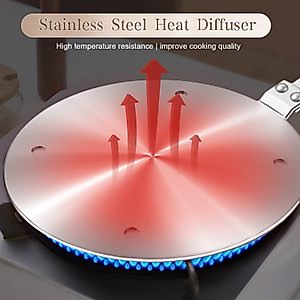 9.45Inch Heat Diffuser Plate for Gas Stove, Stainless Steel Induction Adapter Plate with Removal Handle for Stovetop Glass Cooktop Itallian Coffee Maker Converter (24CM