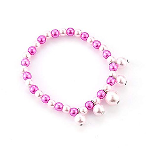 HANRESHE Charm Bracelet New Ladybug Bracelet Gift Pink Rose Red Imitation Pearl Bracelet Cosplay Girls Ladybug Party Kids Jewelry Elastic Adjustable Bracelet Costume Decoration for Kids