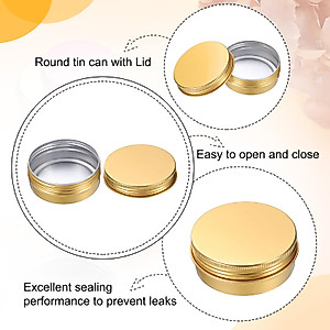 uxcell 2 Oz Tin Cans, 48 Pcs Aluminum Round Tins, Travel Sized Small Metal Tins Cosmetic Sample Containers with Screw Lid for Lotion Bars Beard Balms Candles, Gold
