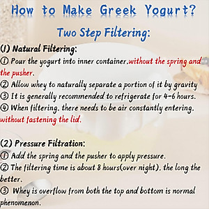 Generic Greek Yogurt Strainer with Lid.Yogurt Filter (1.5QT) with Ultra Fine Mesh,to Makes small batches (600g) of Thick Creamy Greek or Coconut Yogurt, 7.8*7.8*6.1in, White