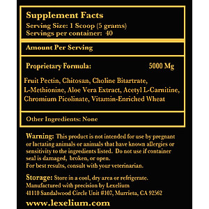 Lexelium Organic Weight Management Supplement for Cats & Dogs | 100% Natural Pet Supplement Powder | Helps with Weight Loss & Curbing Appetite | Keeps Cats and Dogs from Overeating | 200 Grams