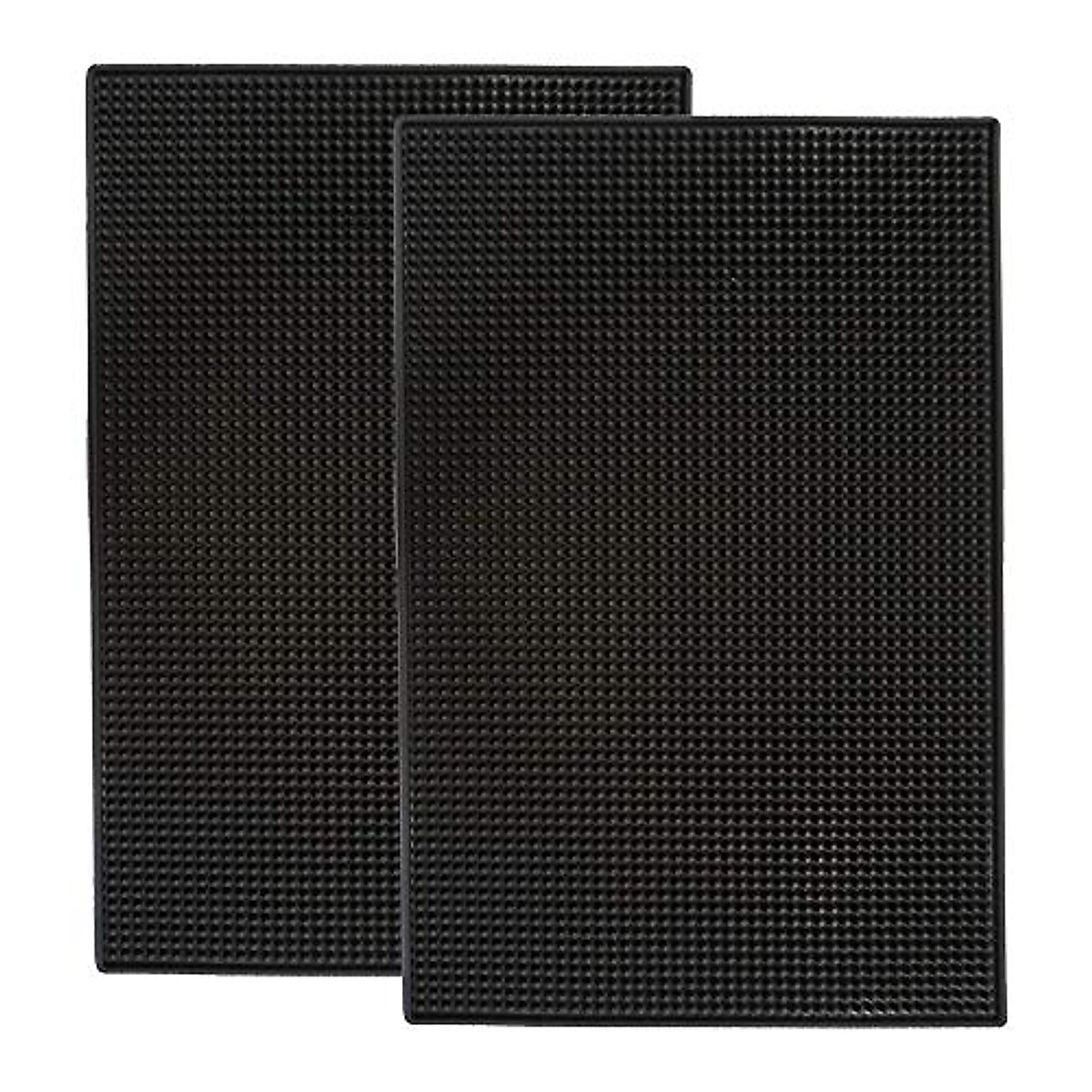 Highball & Chaser Bar Mat 18in x 12in, Thick Durable and Stylish Bar Mat for Spills. Non Slip, Non-Toxic, Service Mat for Coffee, Bars, Restaurants Counter Top (2 Pack, Black)