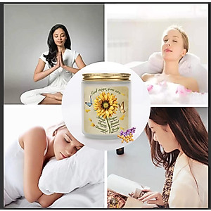 Christian Gifts for Women, Candles Lavender for Home Scented, Inspirational Gifts for Women, Sunflower Gifts for Women, Mom, Friend, Scented Candles -7oz Jar Candle, Over 35 Hours of Burn Time