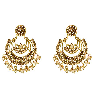Saissa Gold Plated Bollywood Chandbali Boho Earrings Indian Jewelry for Women (Golden)