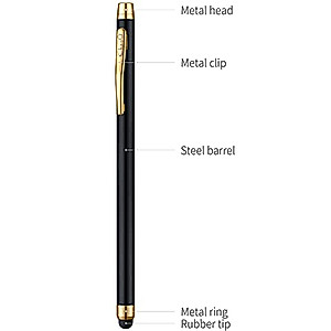 Stylus Pens for Touch Screens (10 Pcs), ChaoQ Capacitive Stylus with 12 Replaceable Tips - Black