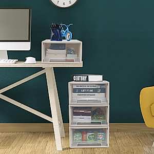 Udotry 4 Packs 18 Quart Plastic Stacking Storage Drawers, Large Stackable Drawer Unit