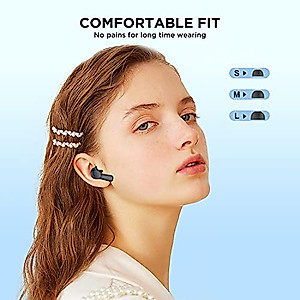 HTC 2023 True Wireless Earbuds 1 Bluetooth 5.1 Stereo Earphones, in Ear Headphone with Transparent Charging Case, 32-Hour Playtime/Built-in Microphone/Touch Control for Calling -Crystal Black