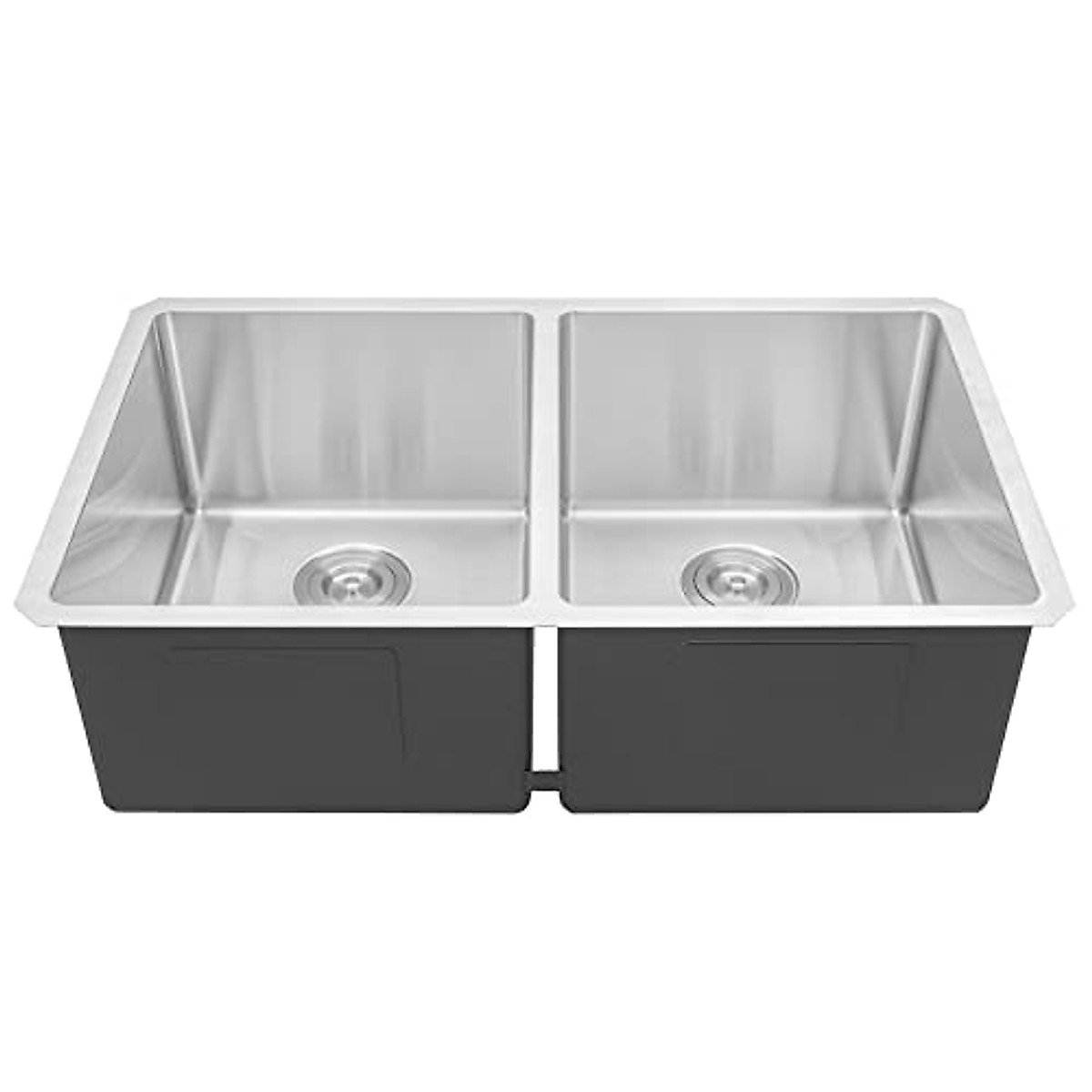 CozyBlock 32 in. x 19 in. x 10 in. 16-Gauge Stainless Steel Undermount 50/50 Double Bowl Kitchen Sink with Bottom Grid, Silicon Dishrack, Pot Mat and Strainer