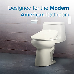 Brondell Swash 1400 Luxury Bidet Toilet Seat, Fits Round Toilets, Biscuit – Bidet – Dual Stainless-Steel Nozzles with Nozzle Clean+, Warm Air Dryer, Ambient Nightlight