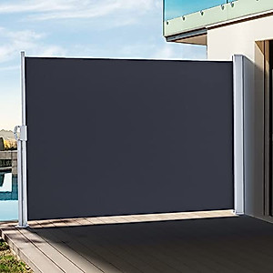 YITAHOME 118''X 78'' Retractable Side Awning Folding Privacy Screen Privacy Fence Waterproof UV-Resistant Privacy Awning Outdoor for Garden, Deck, Patio, Pools, Balcony, Gray