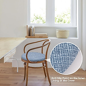 Gumcoly 14" Memory Foam Chair Cushion, Round Seat Cushion, Circle Stool Cushion with Removable Cover, Kitchen Dining Chair Pad Blue