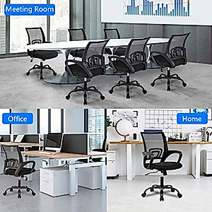 Home Office Chair Desk Chair Computer Chair Ergonomic Chair Mid Back Mesh Chair Adjustable Height Swivel Task Executive Chair， with Lumbar Support & Armrest Cheap Small Rolling Task with Wheel,Black