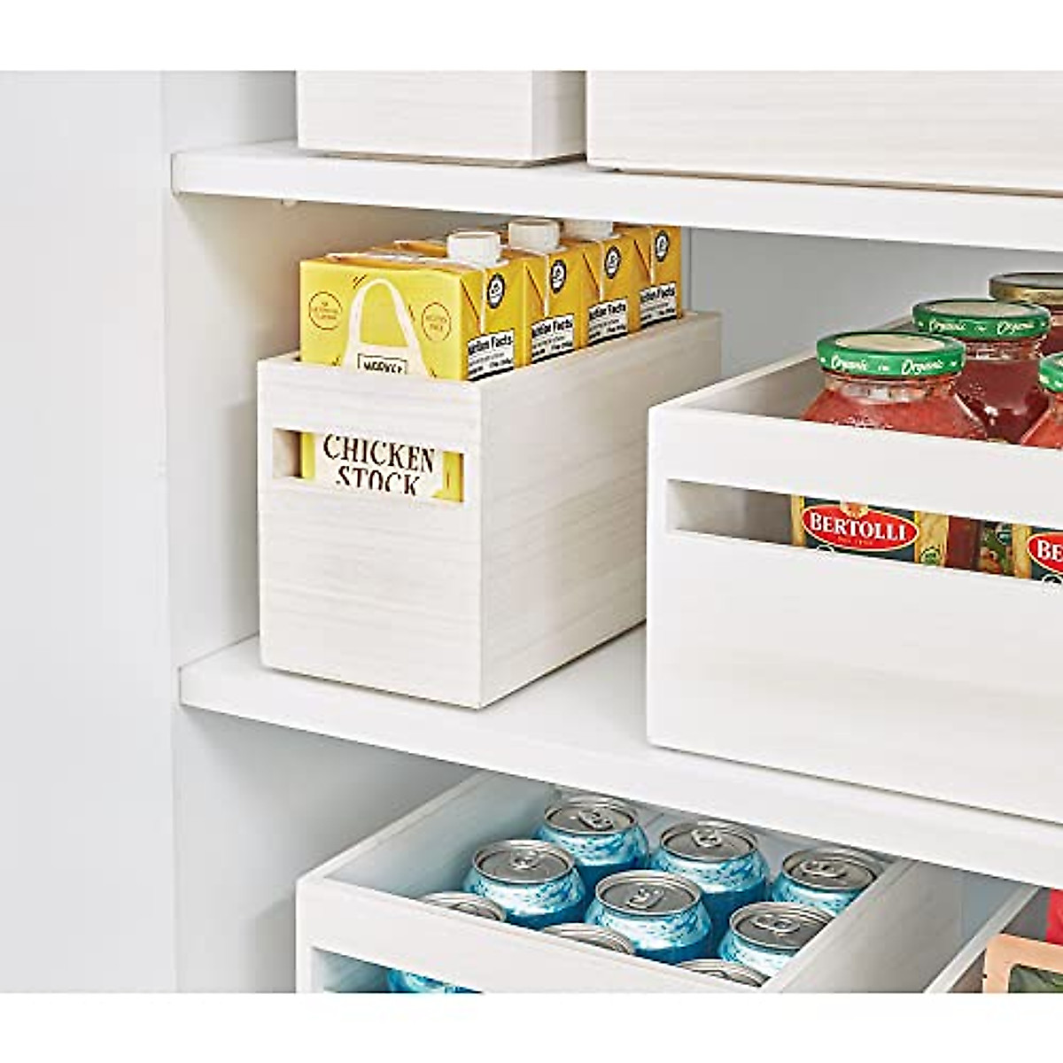 iDesign Renewable Paulownia Wood Collection Storage Bin with Handles, 10" x 5" x 6", White Wash