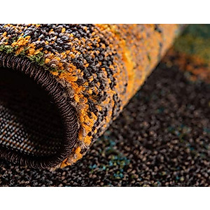 Unique Loom Jardin Collection Colorful, Vibrant, Abstract Watercolor Area Rug, 5' 1" x 8' Rectangle, Multi/Beige