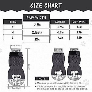 PUPTECK Anti-Slip Dog Socks with Double Sides Grips for Small Medium Large Dogs Hardwood Floors Prevents Licking, Dog Shoes for Hot Pavement Traction Control Paw Protector for Senior Dogs,Slate Grey S