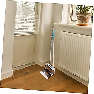 ROMISBABA 1 Set Stainless Steel Trash Shovel Standing Broom and Dustpan Hardwood Floor Broom Litter Heavy Duty Dustpan Lobby Dustpan Stand up Dust Pan and Broom Brooms Office Broom Silver