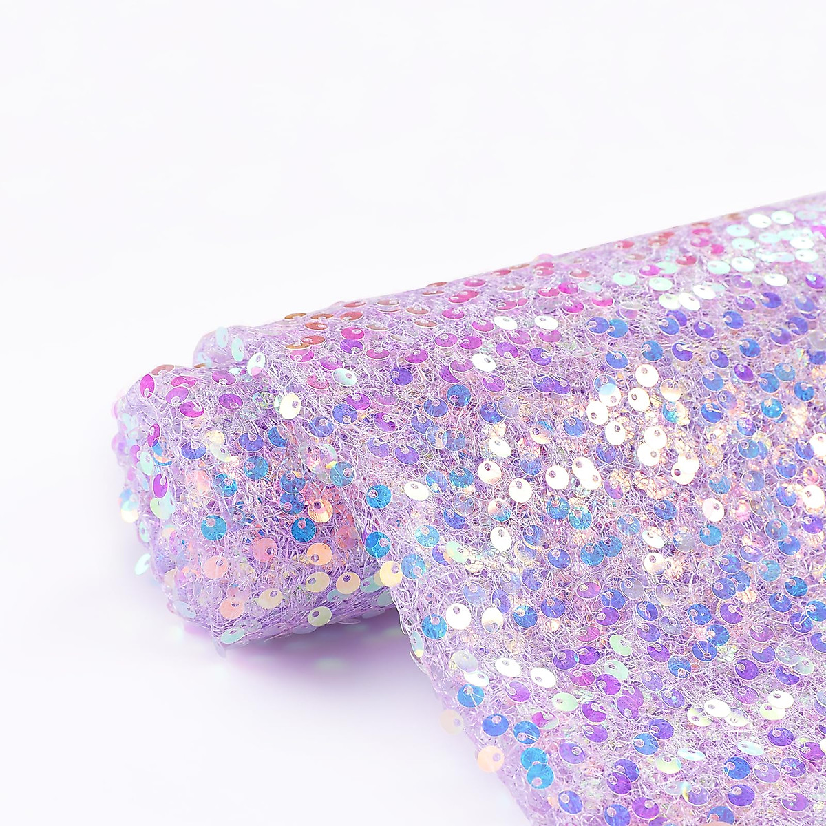 Sequin Fabric by The Yard: 6 Feet 2 Yard - Iridescent Glitter Mesh Embroidery Sparkly Fabric for Sewing Custom Clothe Dress Mermaid Table Decor Wedding DIY Crafts Decorations (Purple)