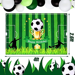 65 Pieces Soccer Party Supplies Football Theme Birthday Decorations Include Soccer Field Background Backdrop Soccer Foil Latex Balloon Football Balloons for Birthday Soccer Theme Party Decoration