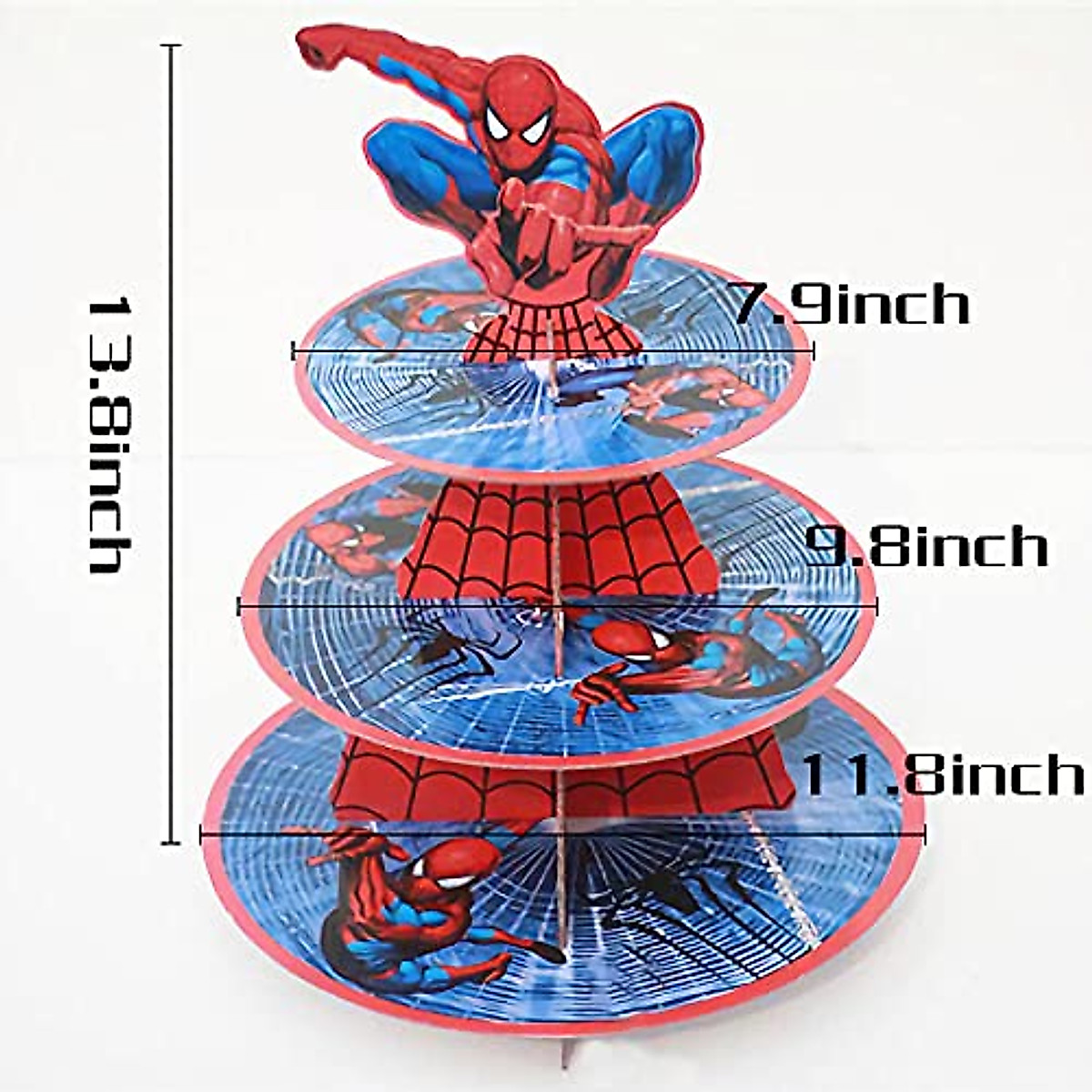 RenbangUS Spider Cupcake Stand - Spider Themed Party Decorations Supplies for Kids Birthday Party 3 Tier Cardboard