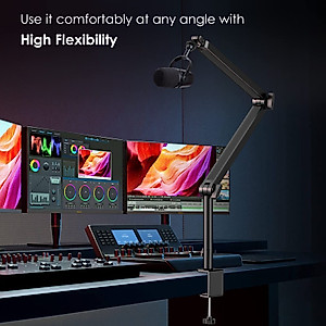 Mic Boom Arm Compatible with Shure SM7B, MV7, Blue Yeti Mic, HyperX QuadCast Mic, Rode Podmic and Most Podcast Microphones, Premium Microphone Arm Stand by YOUSHARES