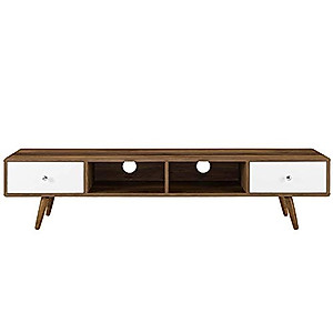 Modway Transmit 70" Media Console Wood TV Stand, 70 Inch, Walnut White