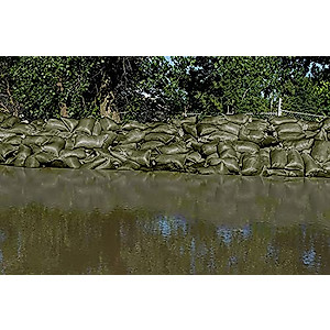 Empty Sandbags Military Green with Ties (Bundle of 20) 14" x 26" - Woven Polypropylene Sand Bags, Extra Heavy Duty Sandbags for Flooding, Sand Bags Flood Protection