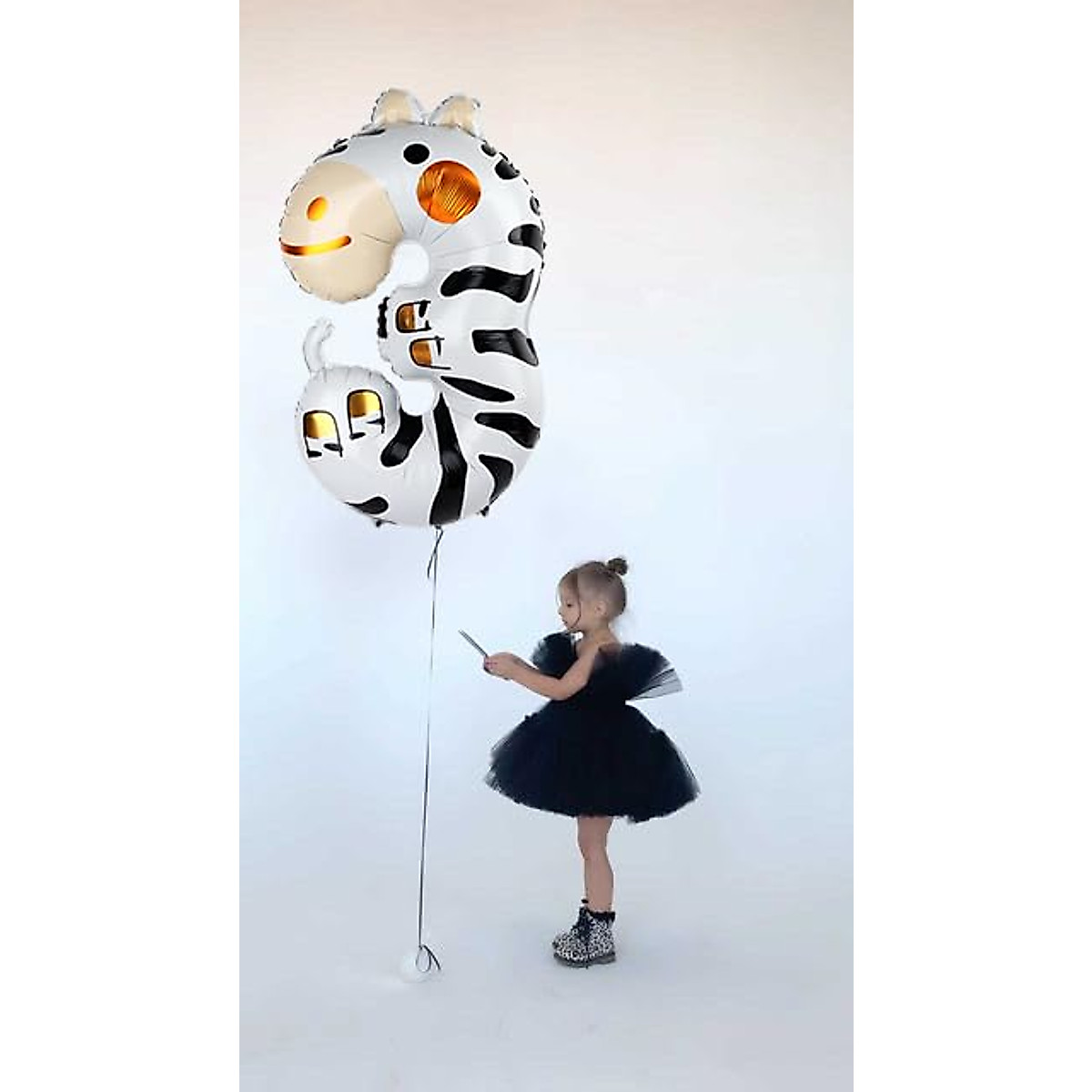 40 inch Number Balloons, Cartoon Zebra Balloon, Number 3 Balloon, Perfect Large Balloon for Fun 3rd 13 30 Birthday Decorations