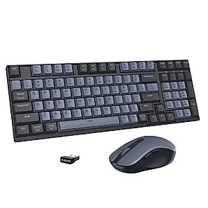 AUSDOM Wireless Mouse and Keyboard Combo - Wireless Computer Keyboard, Plug and Play, 3 DPI Adjustable Quiet Mouse, Cordless Silent Keyboards with Numeric Keypad for PC/Laptop/Windows/Mac OS, 98 Keys