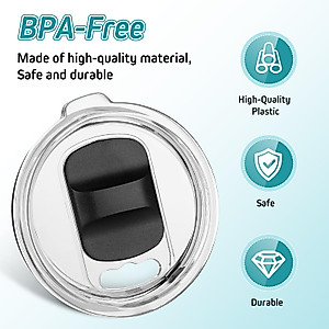 Tumbler Lids for Yeti, 3 Pack 20 oz Replacement Lids Compatible for YETI 20 oz Tumbler, 10/24 oz Mug and 10 oz Lowball, Magnetic Slider Switch Spill Proof Tumbler Cover, BPA Free